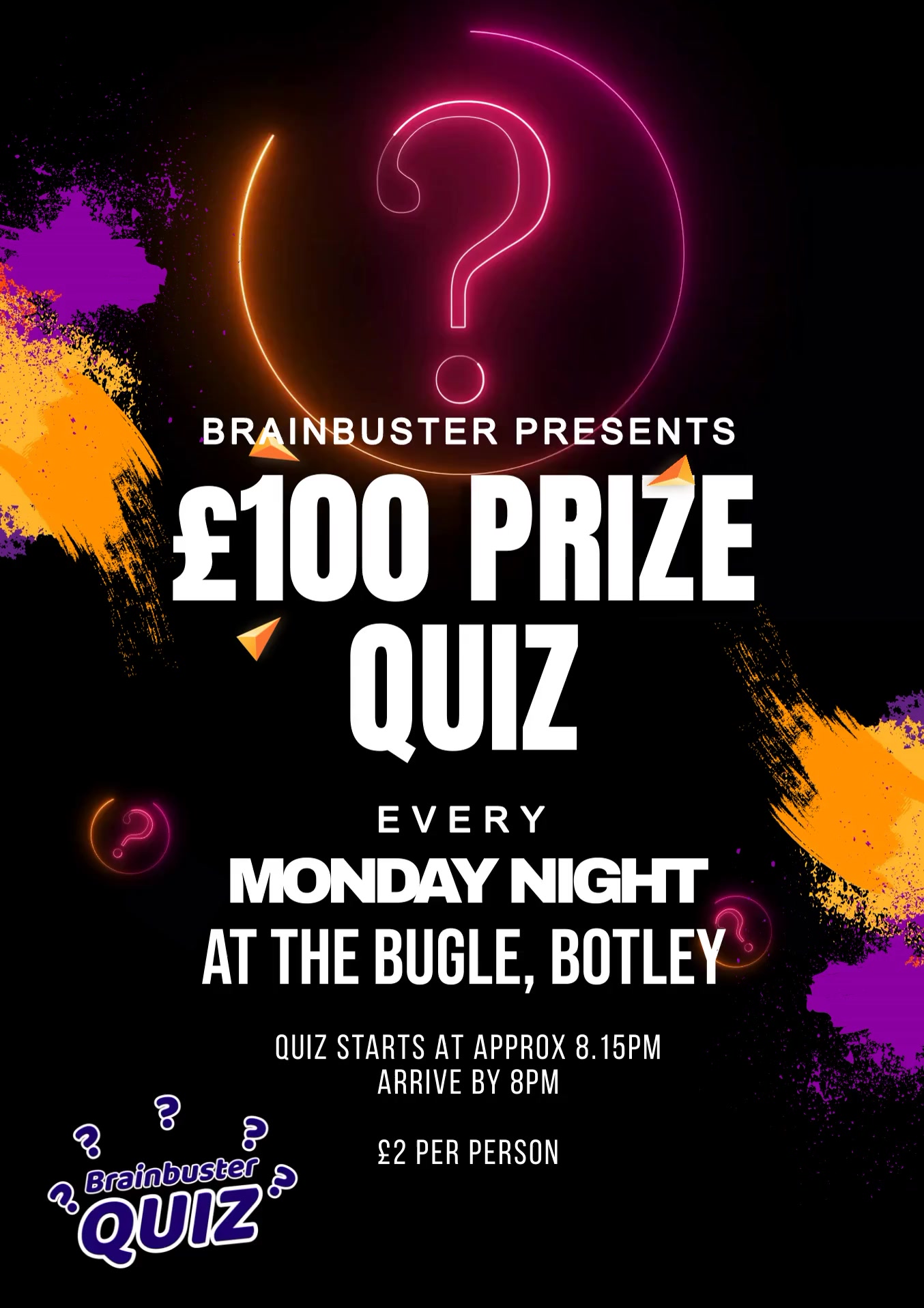 £100 Prize Quiz Every Monday – The Bugle Inn, Botley
